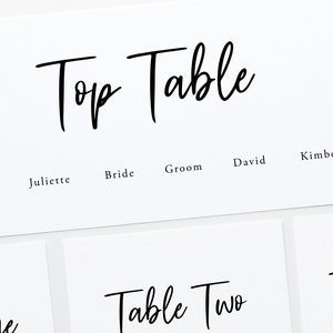 Minimalist Wedding Table Plan Cards Black and White Table Plan Elegant ...