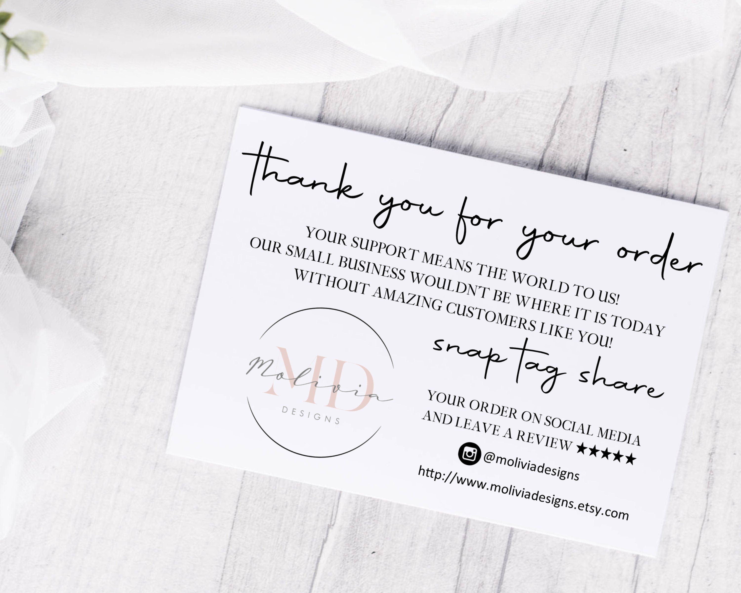 A6 Thank You for Your Order Cards Logo Thank You Slips for - Etsy