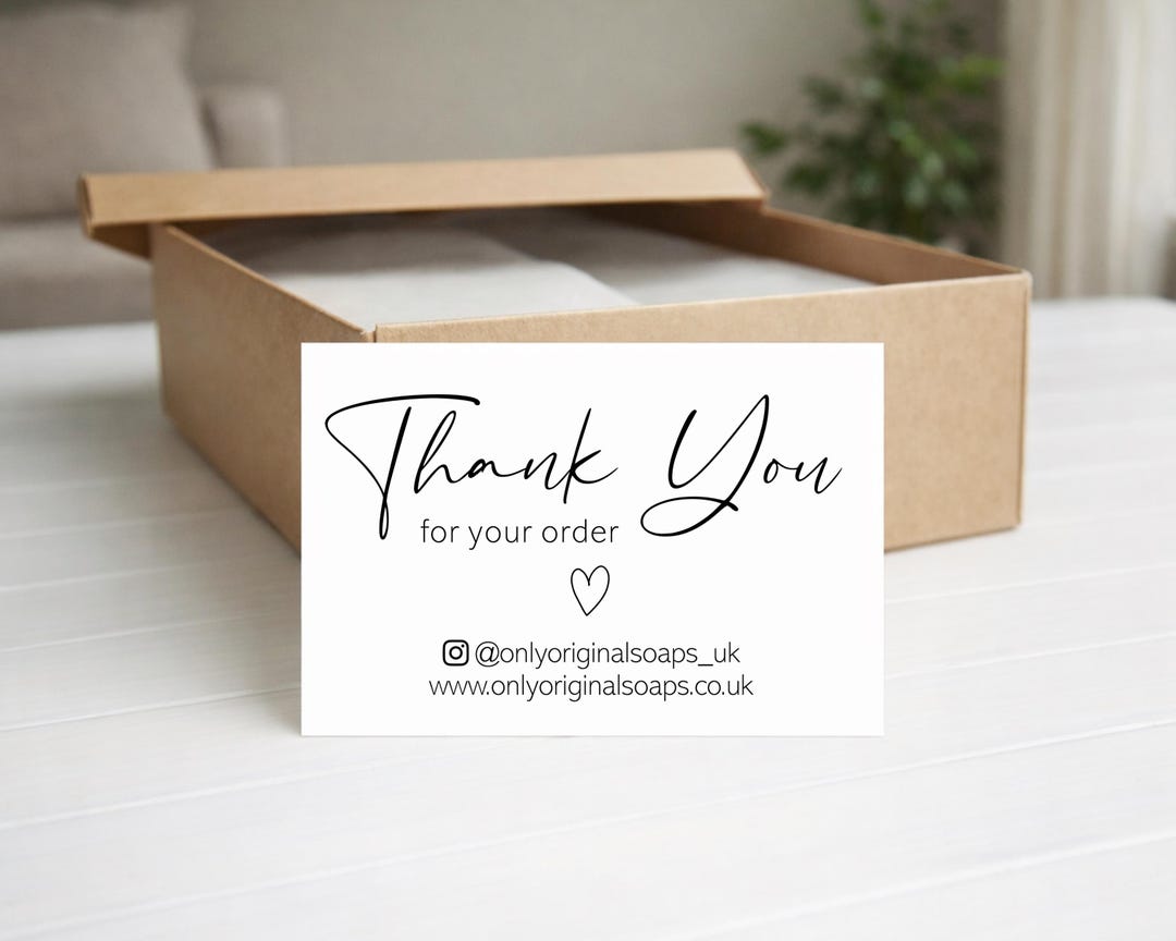 Thank You for Your Order Business Cards - Custom Wording Printed - Etsy