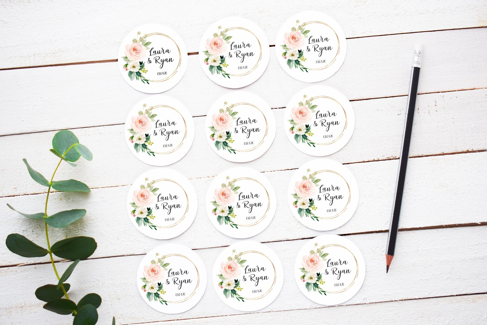 Blush Pink Wedding Stickers Light Pink Floral Wreath Sticker - Etsy