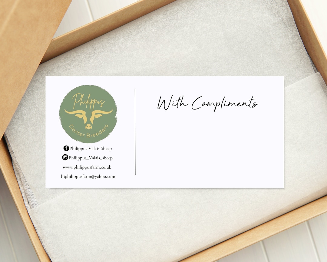 Personalised Business With Compliments Compliment Slips, Logo Thank You ...