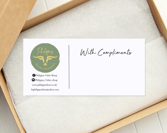 Personalised Business With Compliments Compliment Slips Logo | Etsy Canada