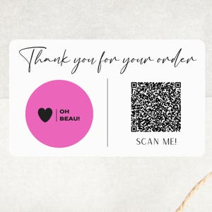 Logo Stickers and QR Code Stickers - Rectangle Logo Stickers With a QR Code - Thank You for Your ...