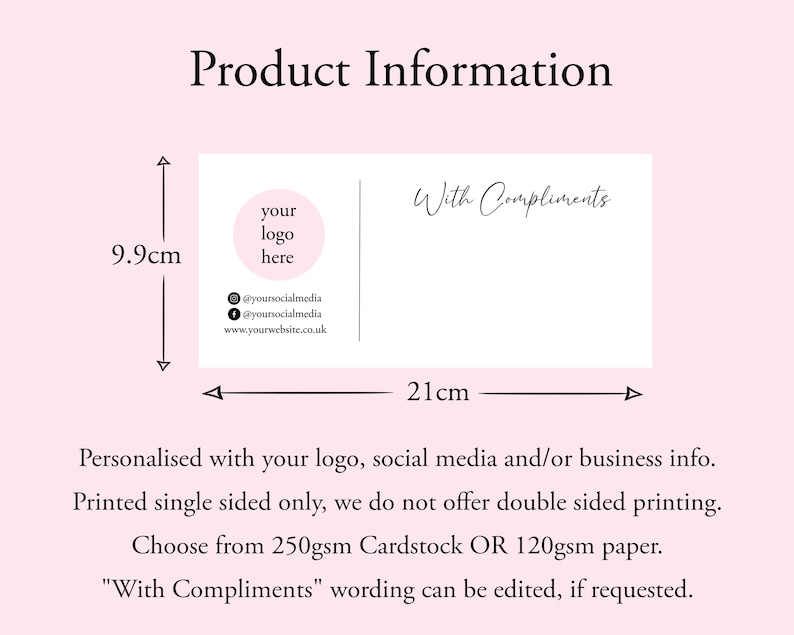 Printed Compliment Slips, Personalised With Business Logo and Social ...