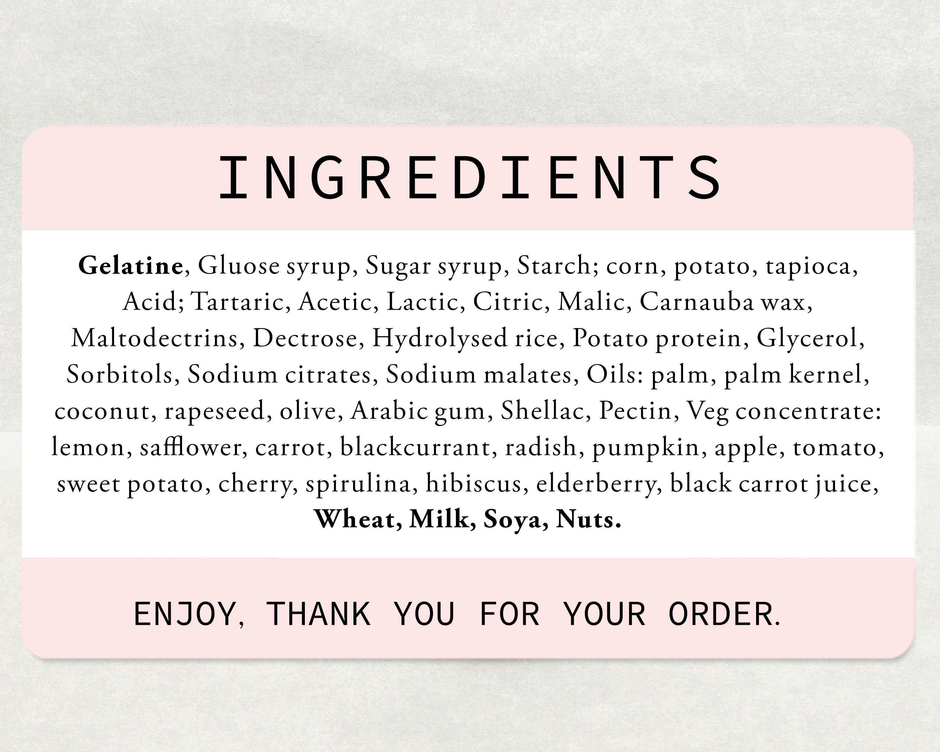 Printed Ingredients Stickers Custom Ingredients List - Etsy UK