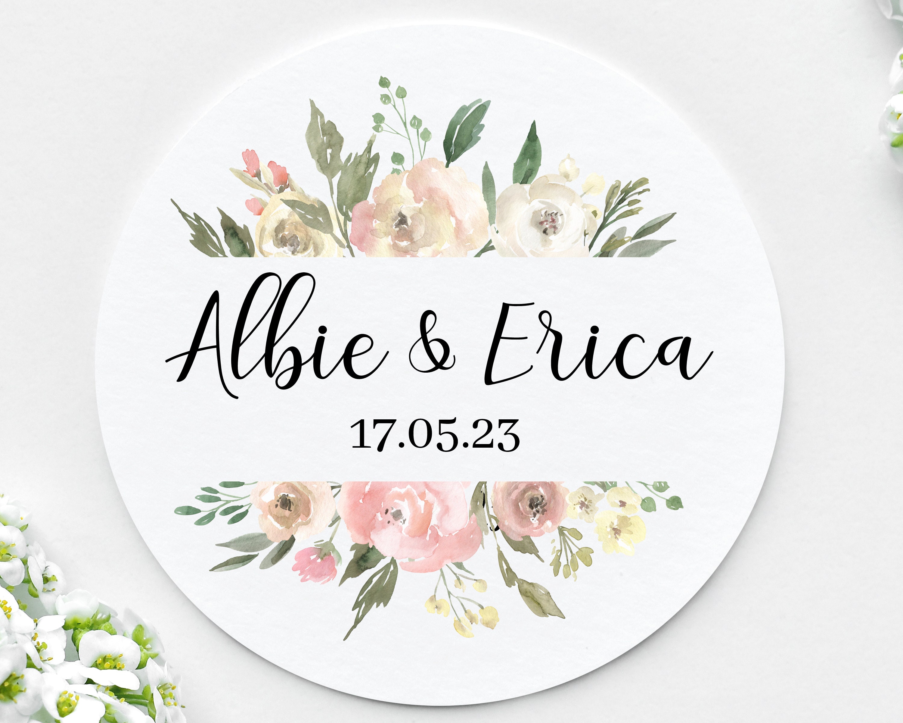 Blush Pink Wedding Stickers Light Pink Floral Wreath Sticker | Etsy