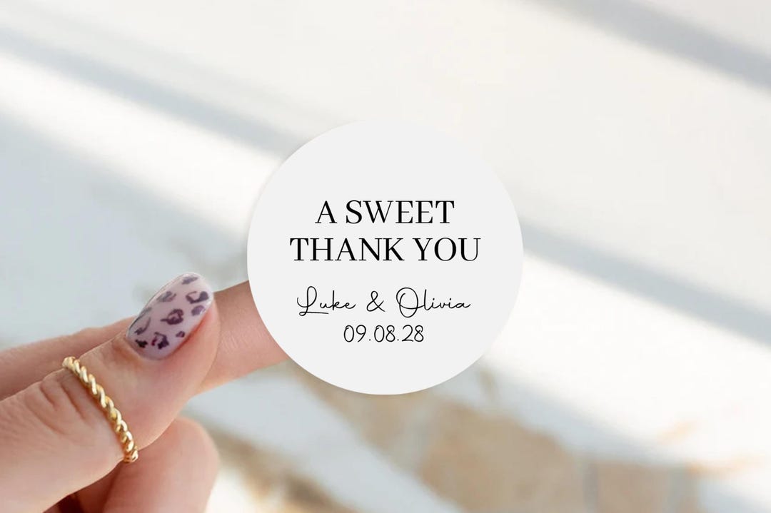 A Sweet Thank You Wedding Stickers for Favours - Personalised With ...