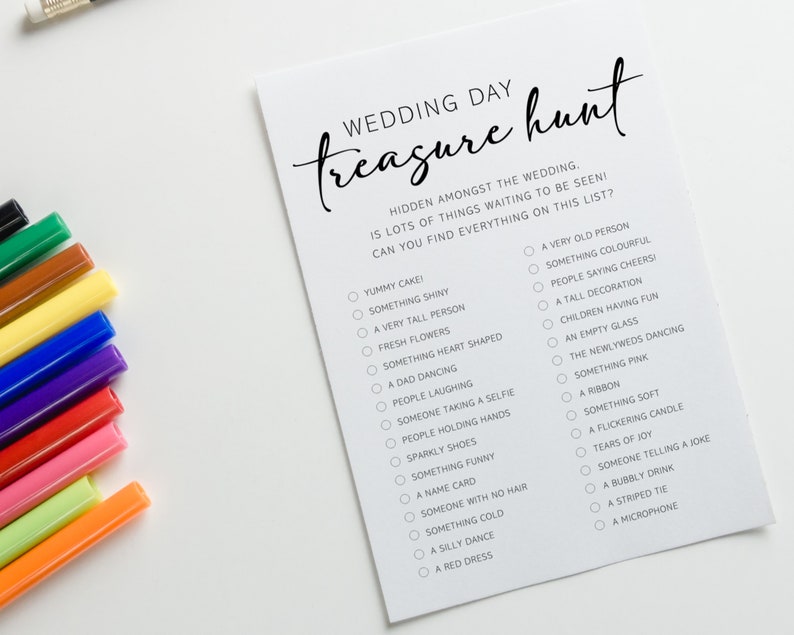 Wedding Day Treasure Hunt Cards Wedding Scavenger Hunt Game - Etsy