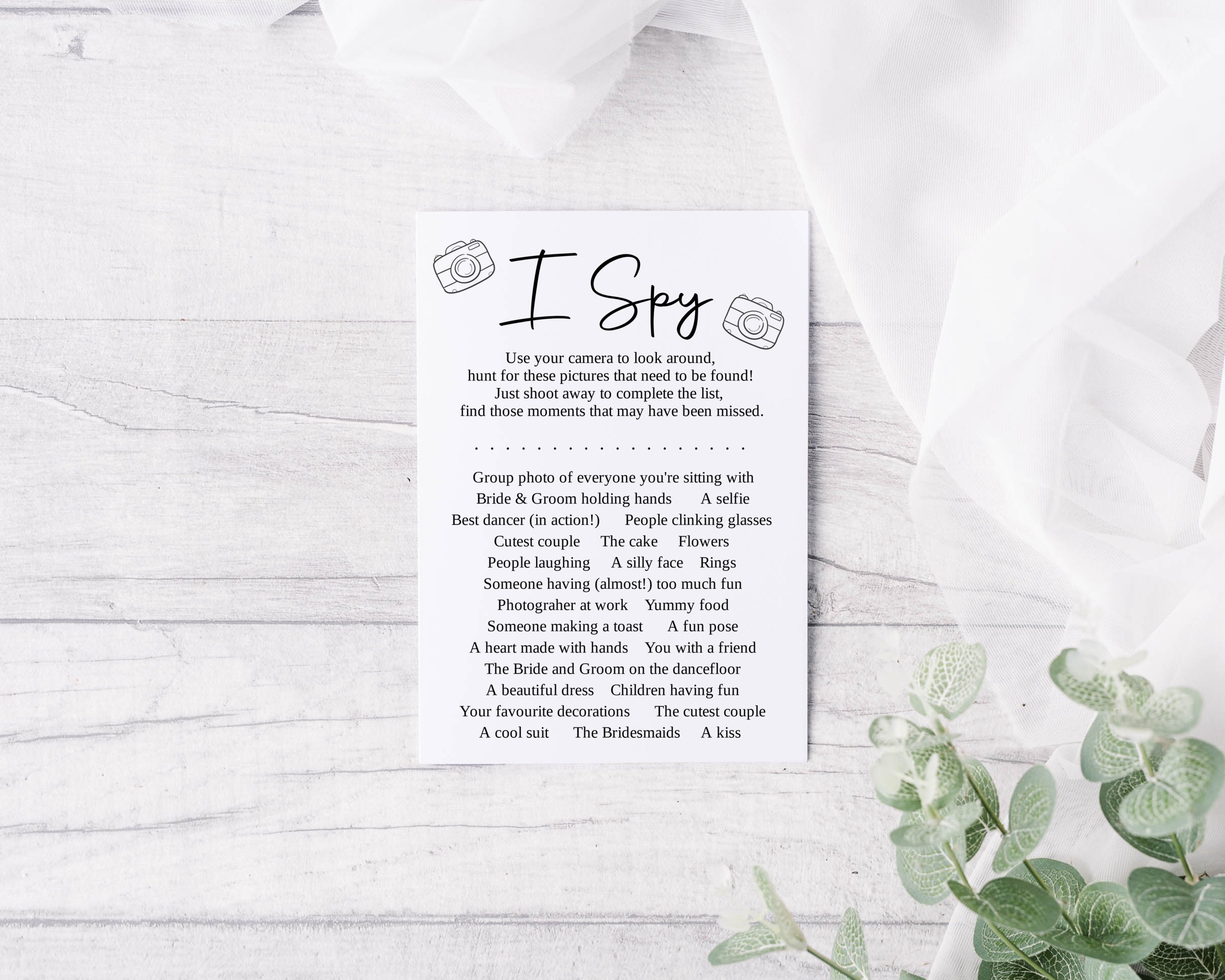 I Spy Game for Weddings Eye Spy Disposable Camera Game - Etsy