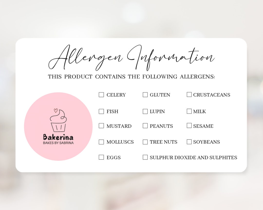 Personalised Allergen Stickers for Cakes - Large Allergy Information ...