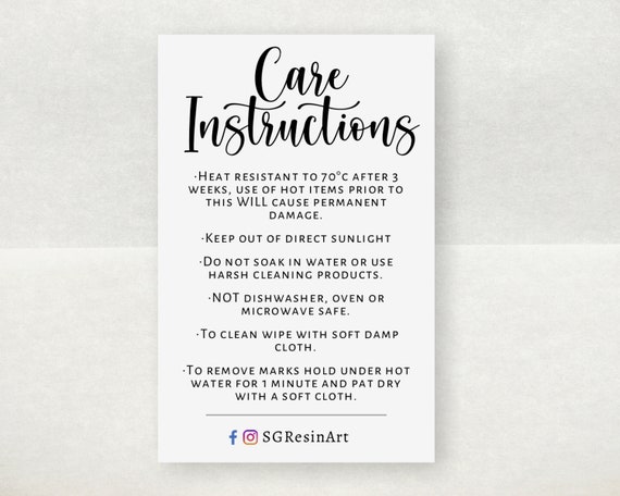 Personalised Care Instructions Business Cards Personalised | Etsy UK