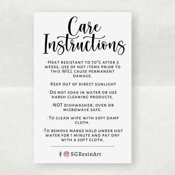 Care Instructions - Etsy