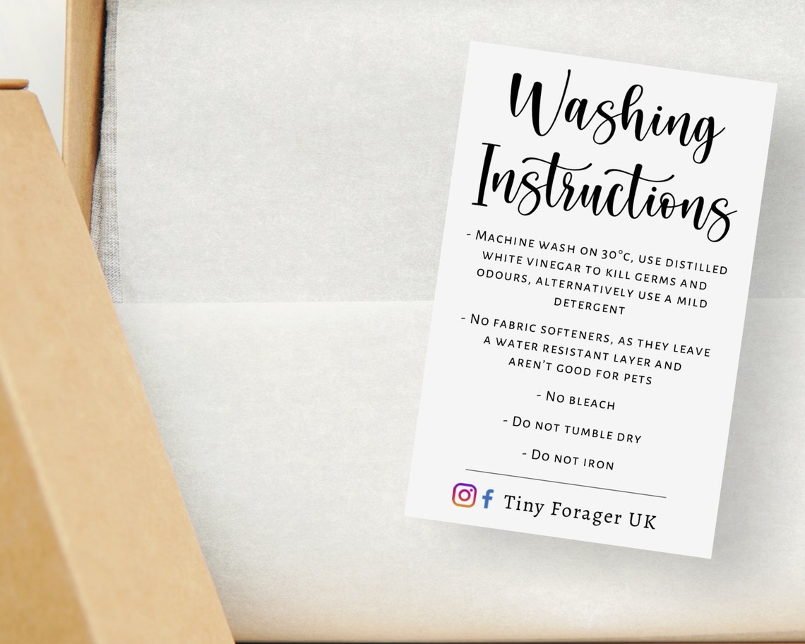 Personalised Instructions Cards Custom Washing Instructions - Etsy