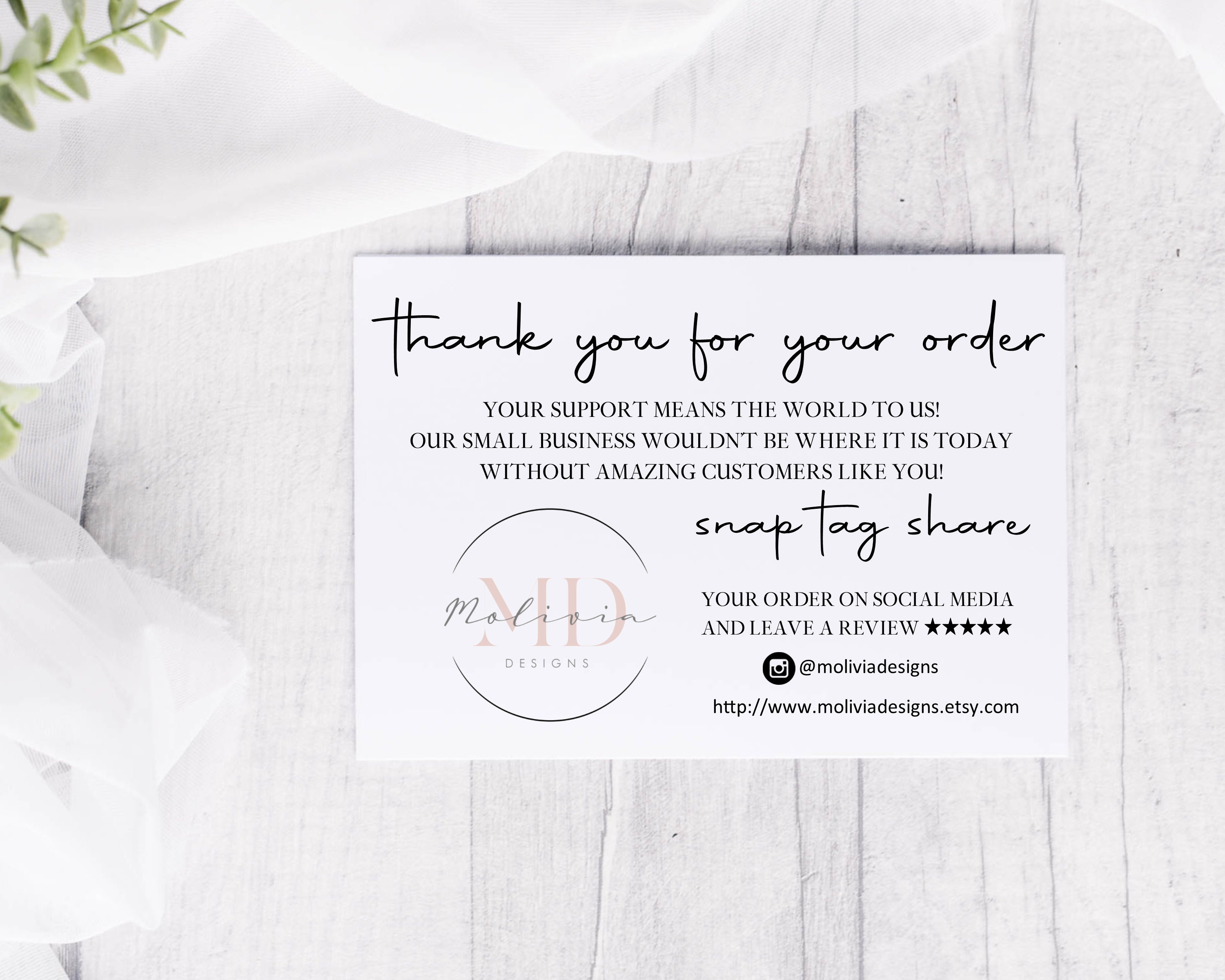 A6 Thank You for Your Order Cards Logo Thank You Slips for - Etsy