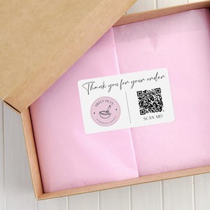 Logo Stickers and QR Code Stickers - Rectangle Logo Stickers With a QR Code - Thank You for Your ...