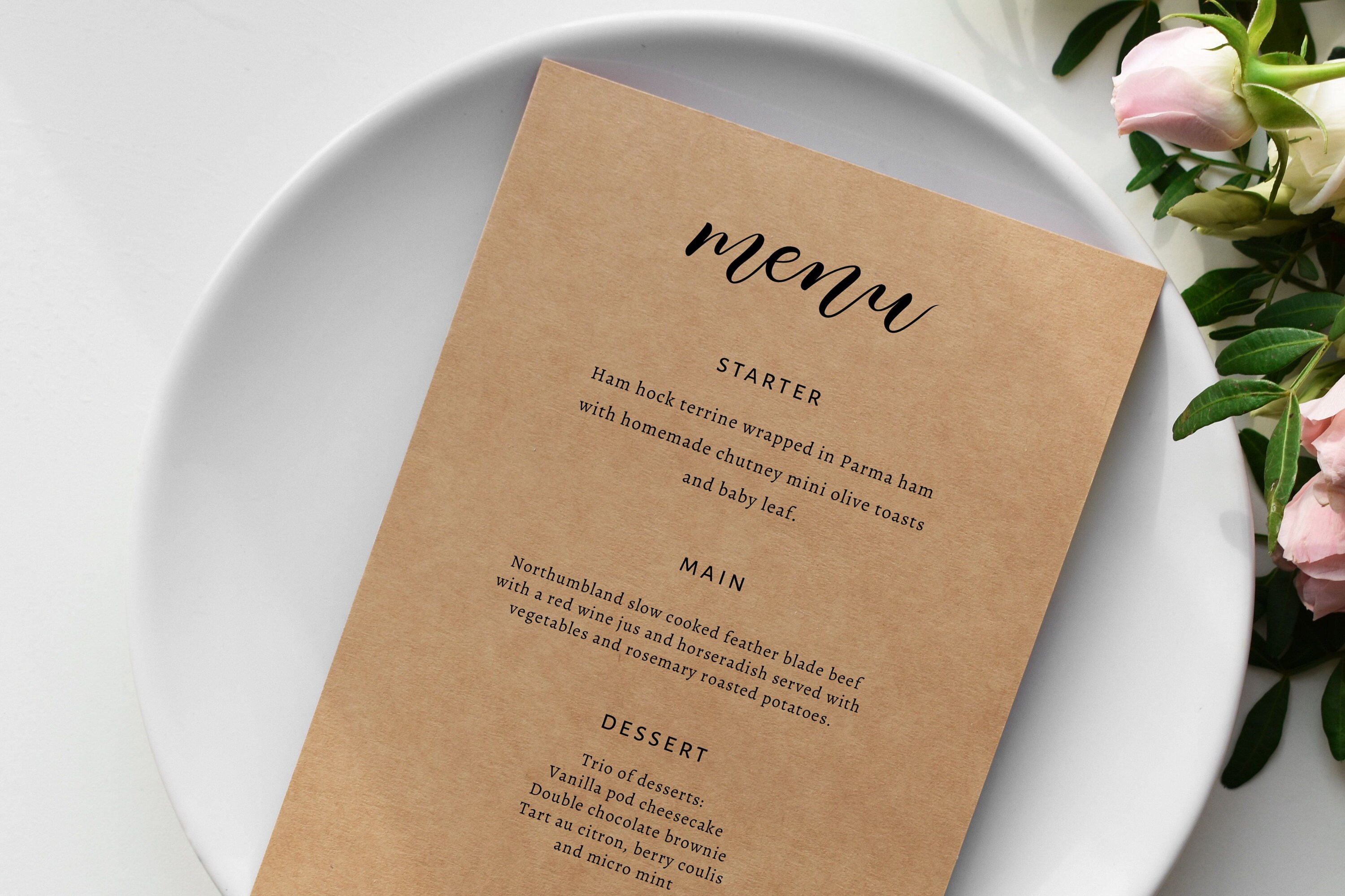 Personalised Wedding Menu Card Rustic Menu Card Wedding | Etsy