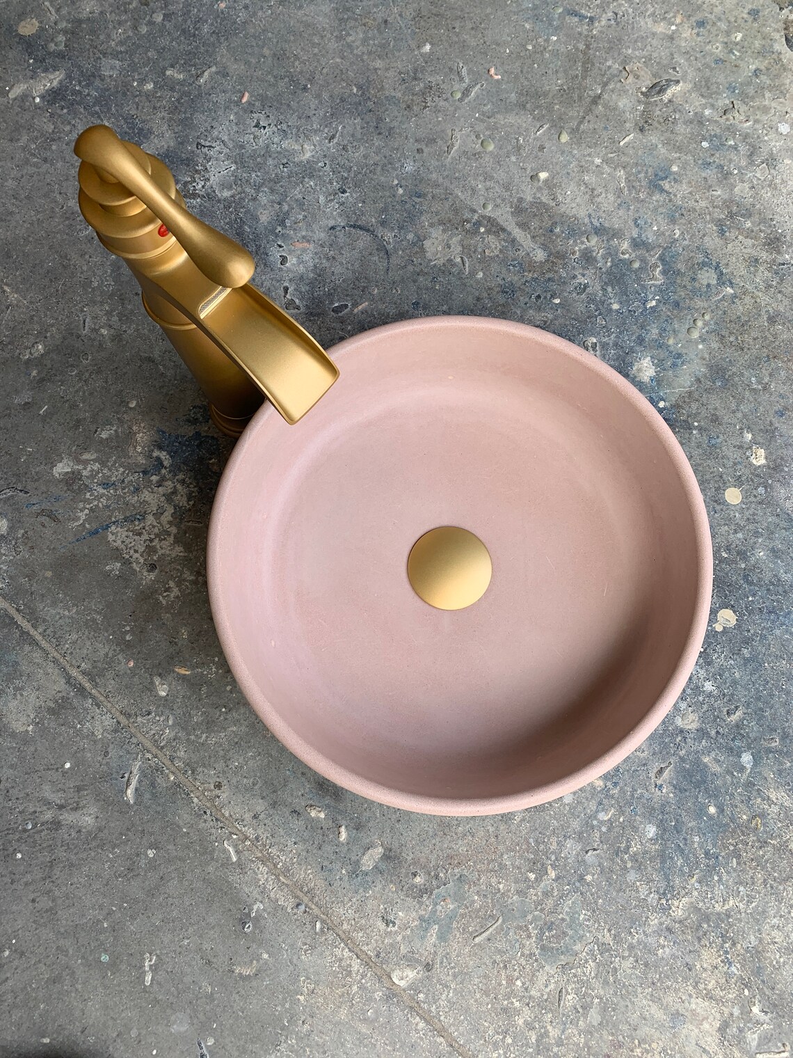 Small Pink Concrete Sink Bowl Vessel Tiny Bathroom Wash Basin - Etsy
