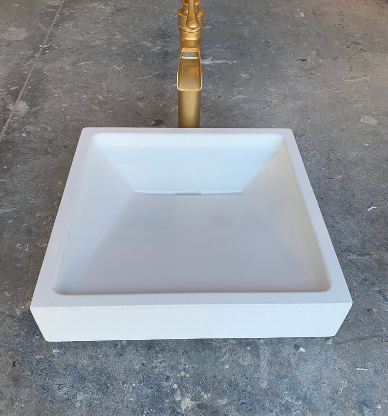 White Concrete Slot Drain Ramp Sink Bathroom Vessel Wash Basin | Etsy