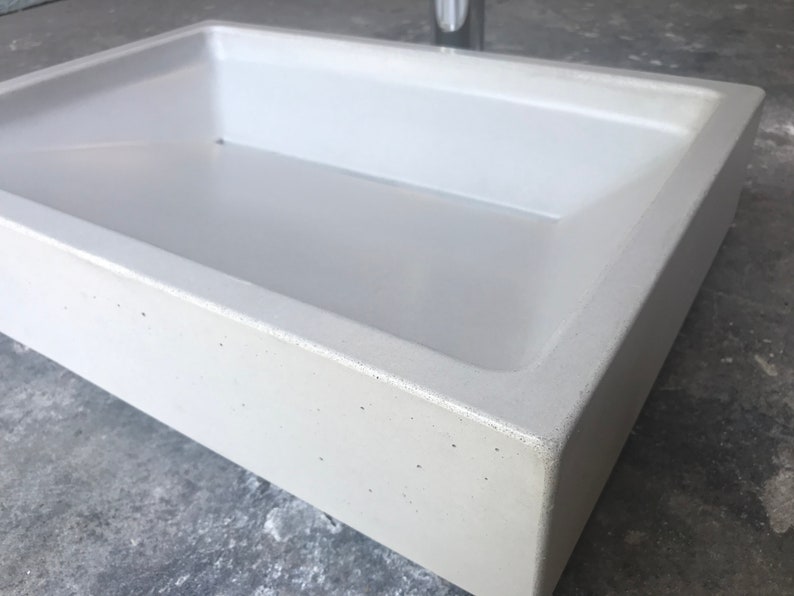 Small Concrete Slot Drain Ramp Sink Bathroom Vessel Basin | Etsy