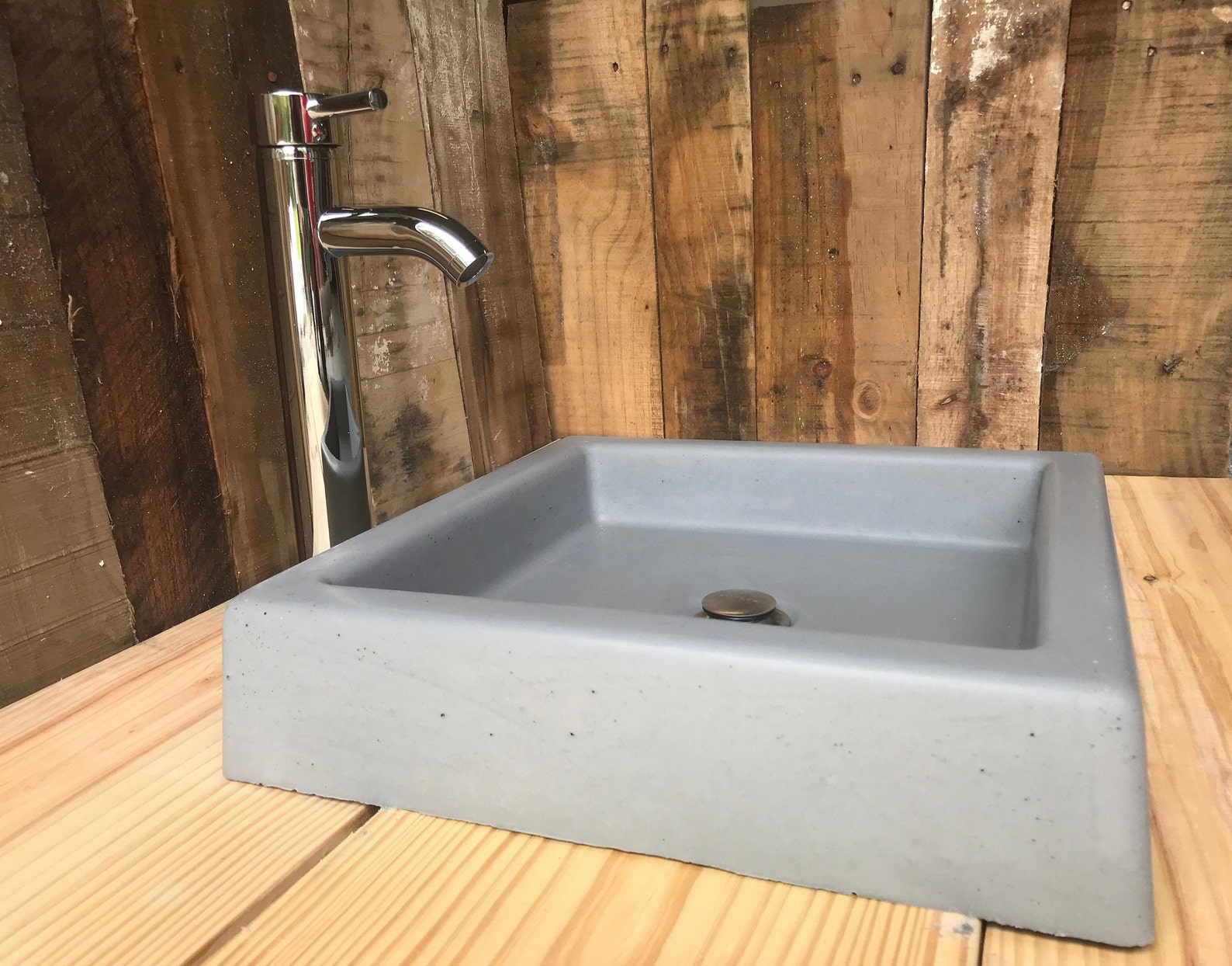 Small Square Vessel Sink Shallow Square Concrete Sink Basin - Etsy