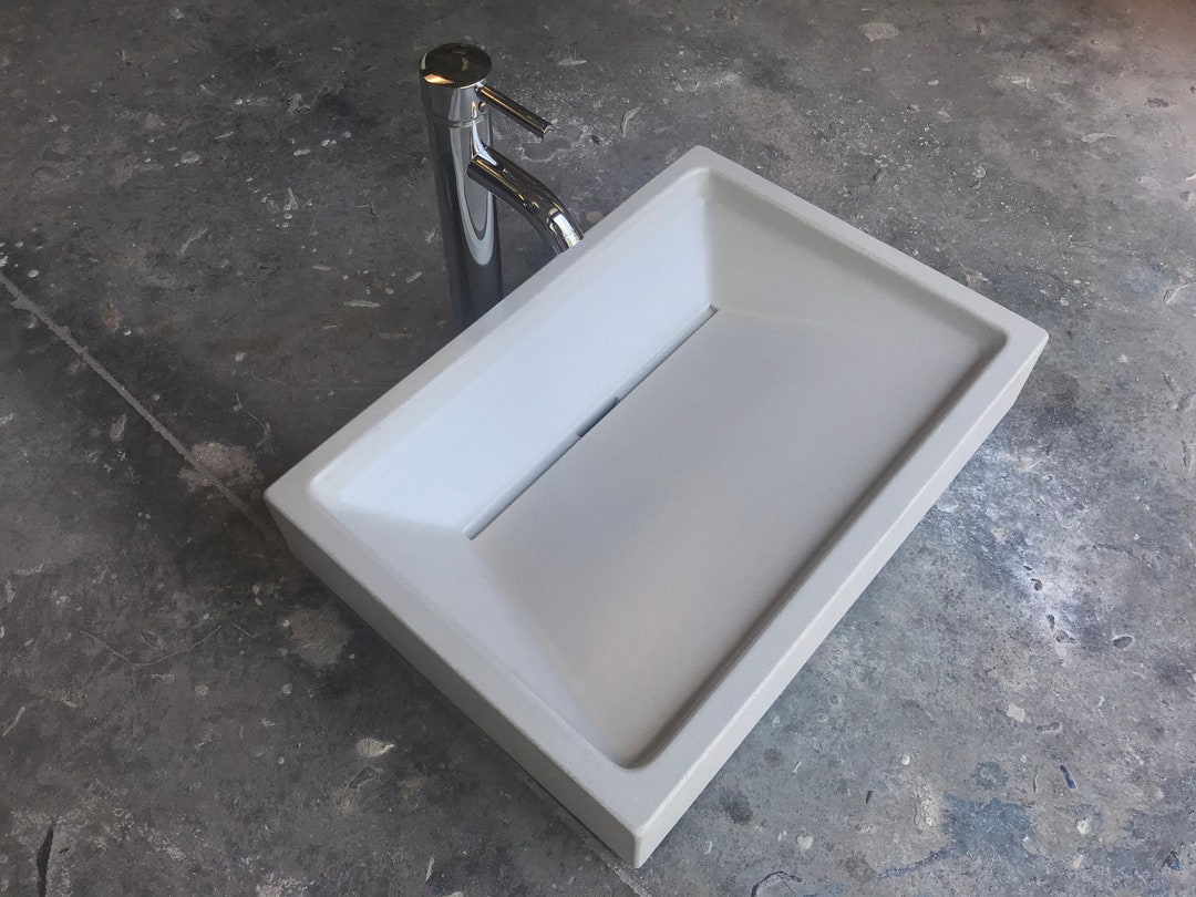 Small Concrete Slot Drain Ramp Sink Bathroom Vessel Basin - Etsy