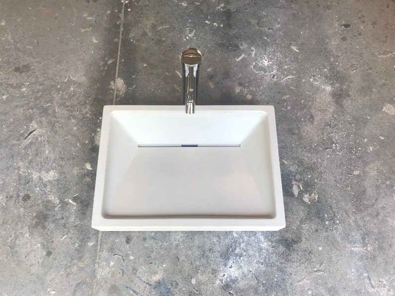 Small Concrete Slot Drain Ramp Sink Bathroom Vessel Basin | Etsy