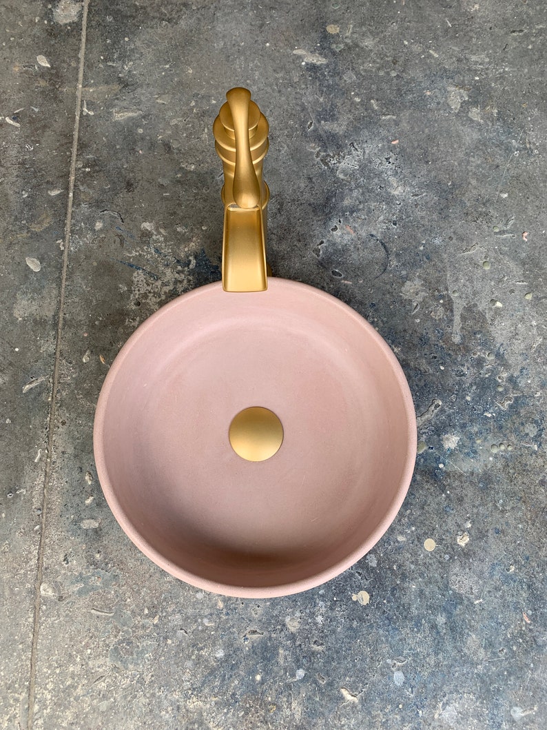Small Pink Concrete Sink Bowl Vessel Tiny Bathroom Wash Basin - Etsy