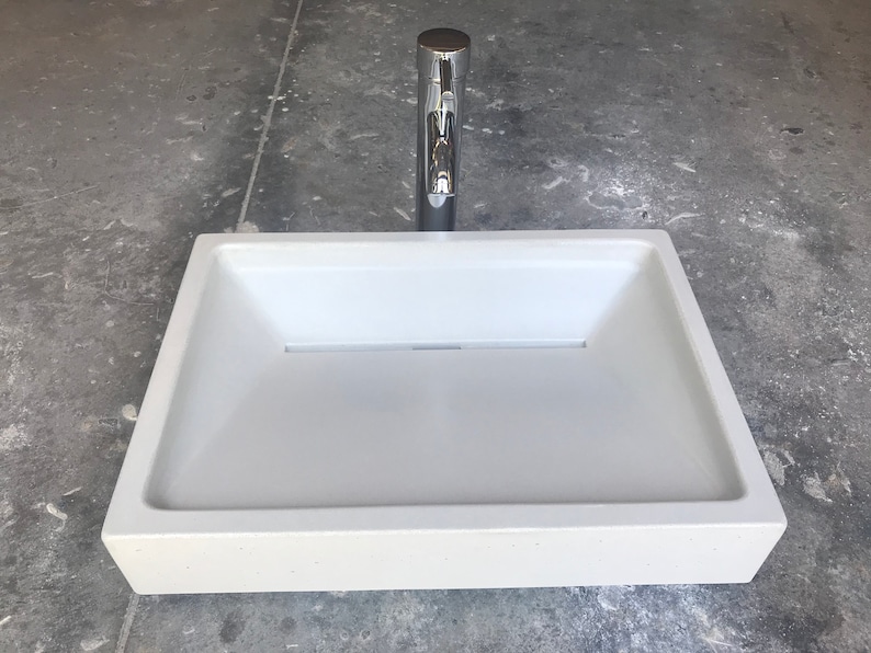Small Concrete Slot Drain Ramp Sink Bathroom Vessel Basin | Etsy