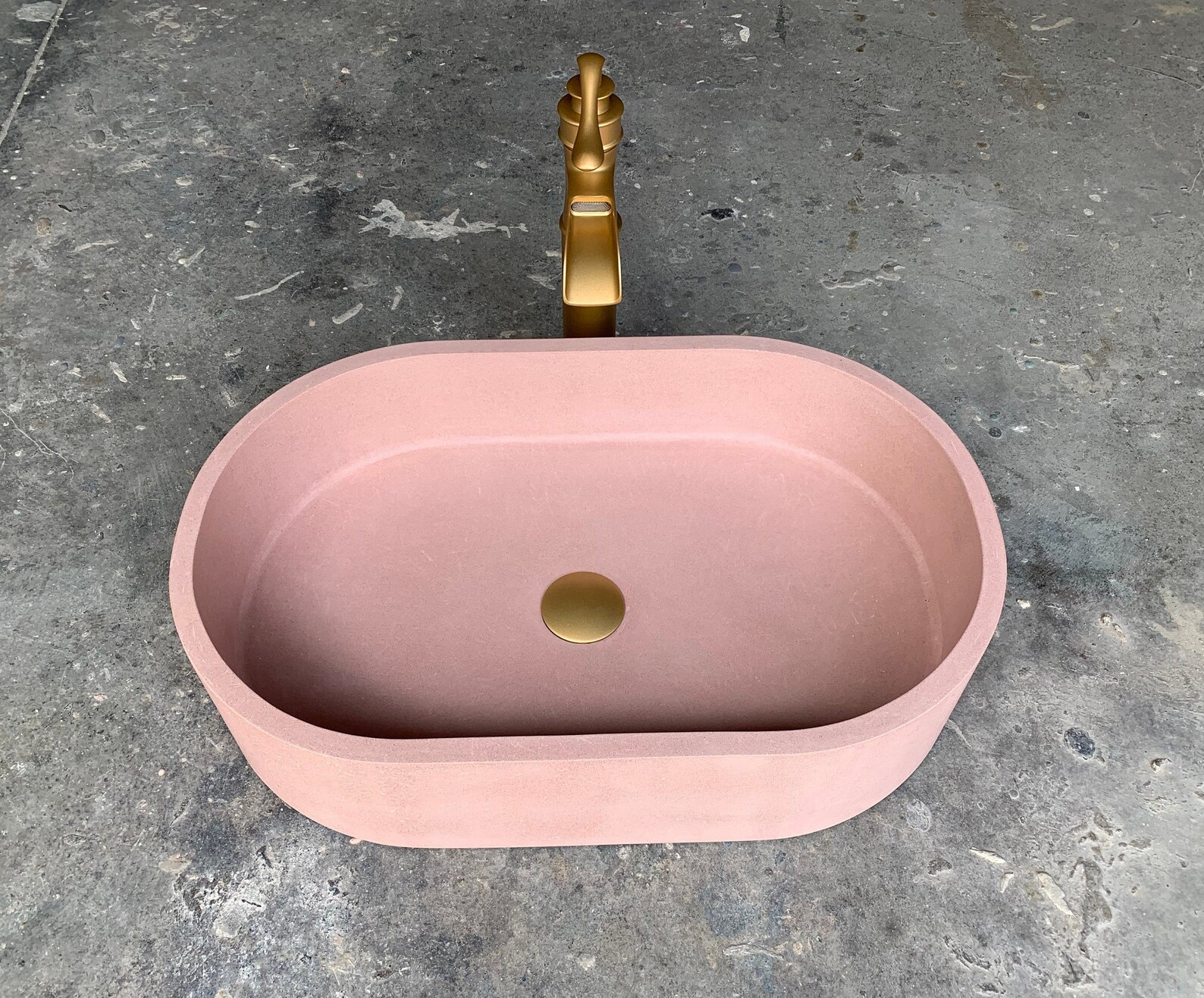 Pink Oval Concrete Bathroom Vessel Sink Wash Basin - Etsy Canada