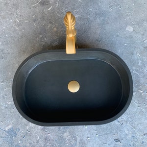Charcoal Oval Concrete Bathroom Vessel Sink Wash Basin - Etsy