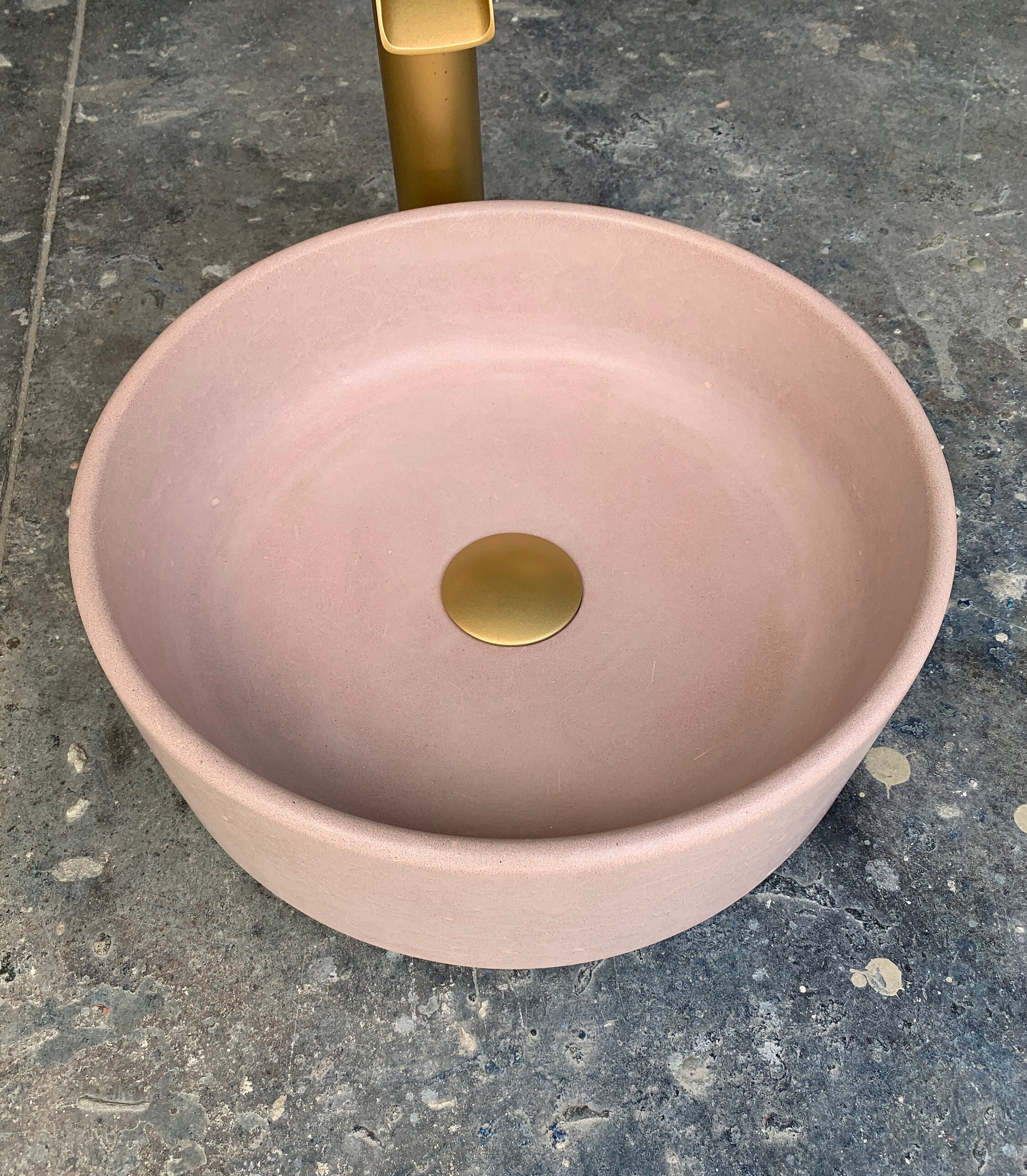 Small Pink Concrete Sink Bowl Vessel Tiny Bathroom Wash Basin - Etsy