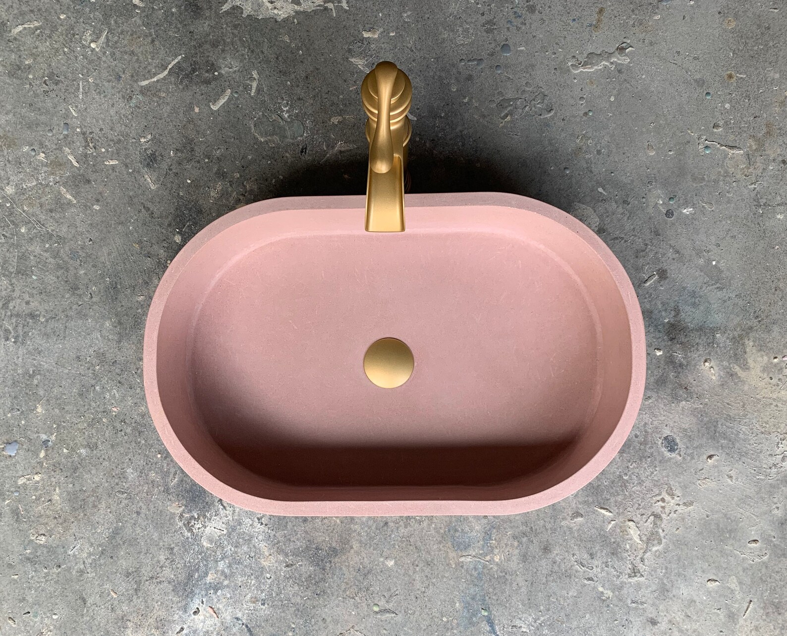 Pink Oval Concrete Bathroom Vessel Sink Wash Basin | Etsy