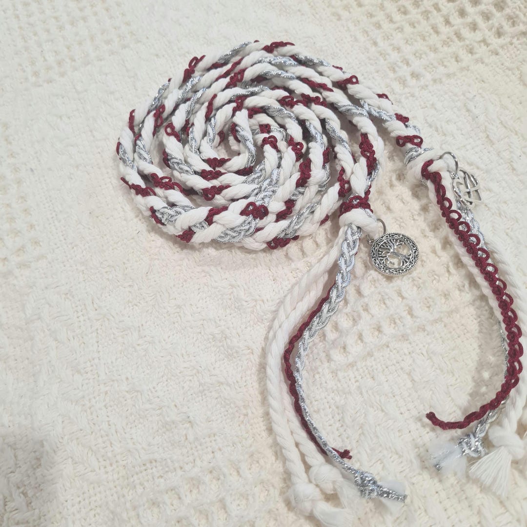 Handfasting Cord 5ft, Garden Wedding, Pagan Bride, Maroon and Natural ...