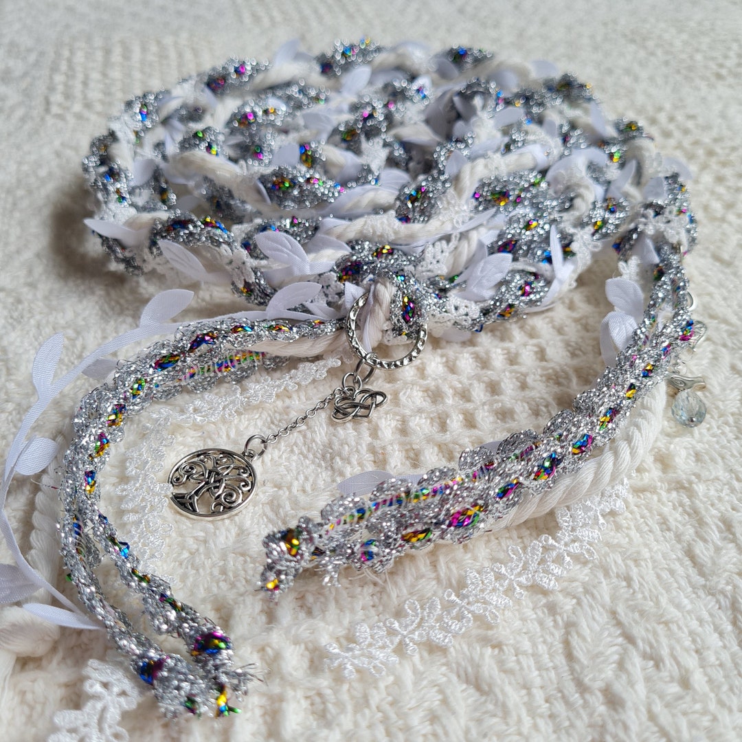 Handfasting Cord 8ft, Wedding Rope, White Leaf, White Lace, Metallic ...