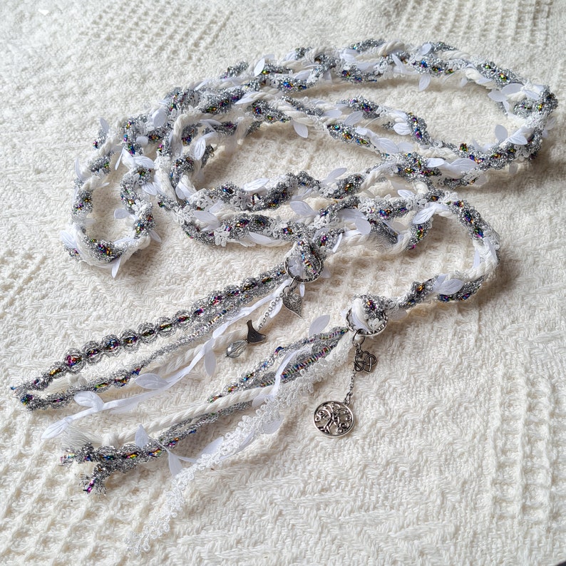 Handfasting Cord 8ft, Wedding Rope, White Leaf, White Lace, Metallic ...