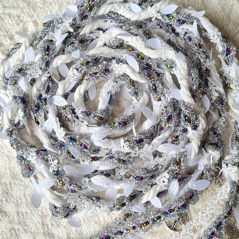 Handfasting Cord 8ft, Wedding Rope, White Leaf, White Lace, Metallic ...