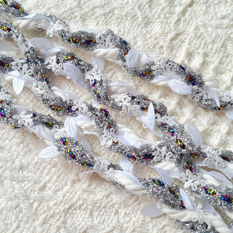 Handfasting Cord 8ft, Wedding Rope, White Leaf, White Lace, Metallic ...