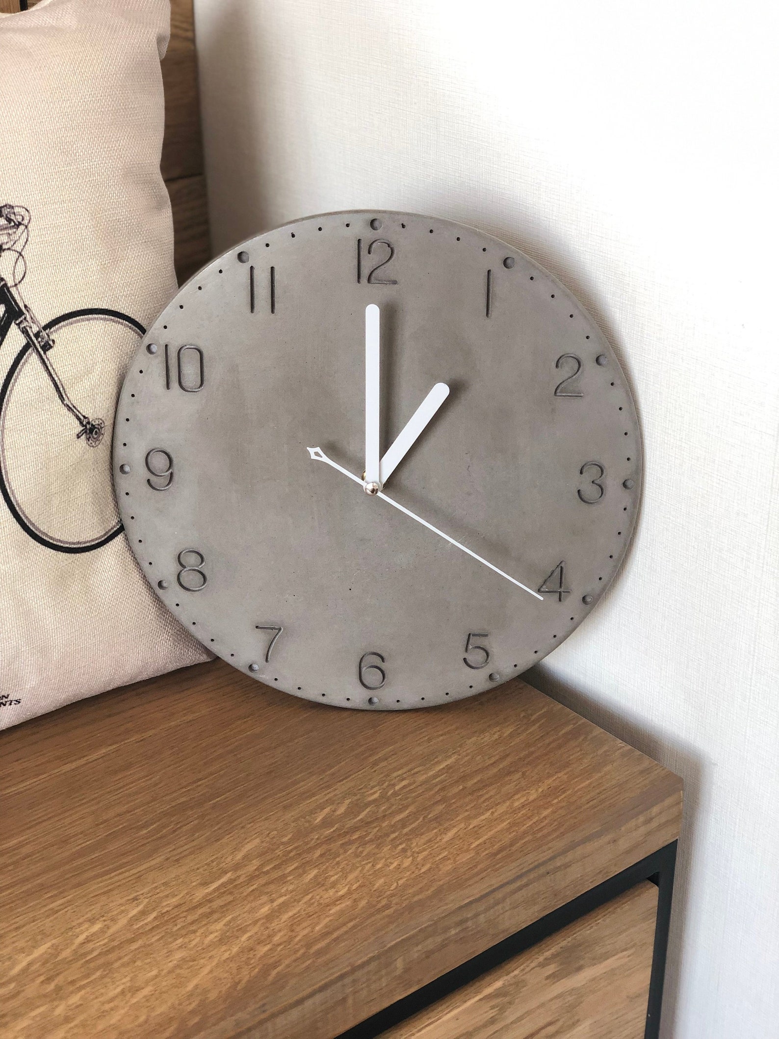 Ukrainian Modern Concrete Wall Clock, Gray Concrete Home Decor, Cement ...