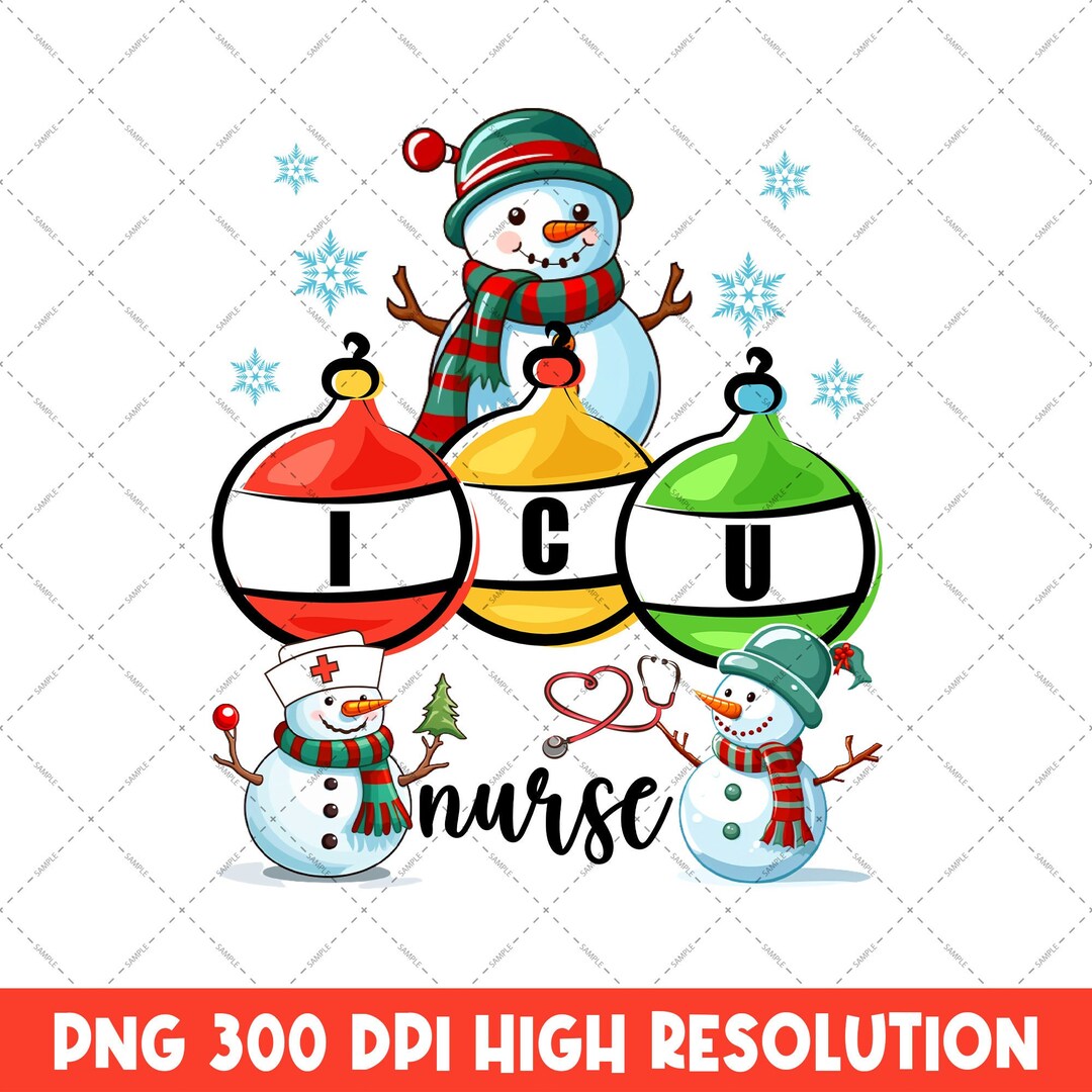 Cute Snowman ICU Nurse Crew Christmas PNG Merry Christmas - Etsy