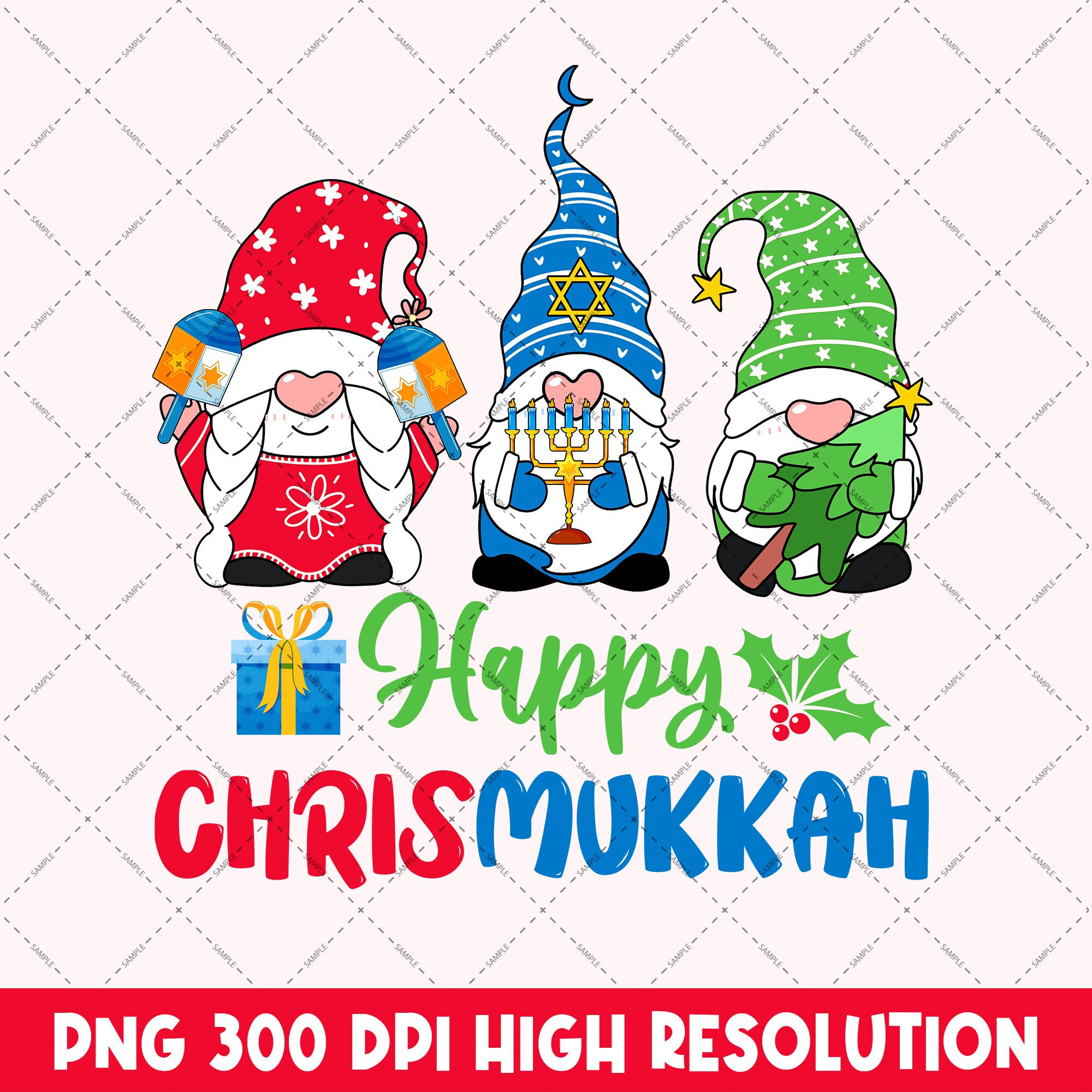 Happy Chrismukkah Trio Gnomes PNG 2023 Hanukkah Christmas - Etsy