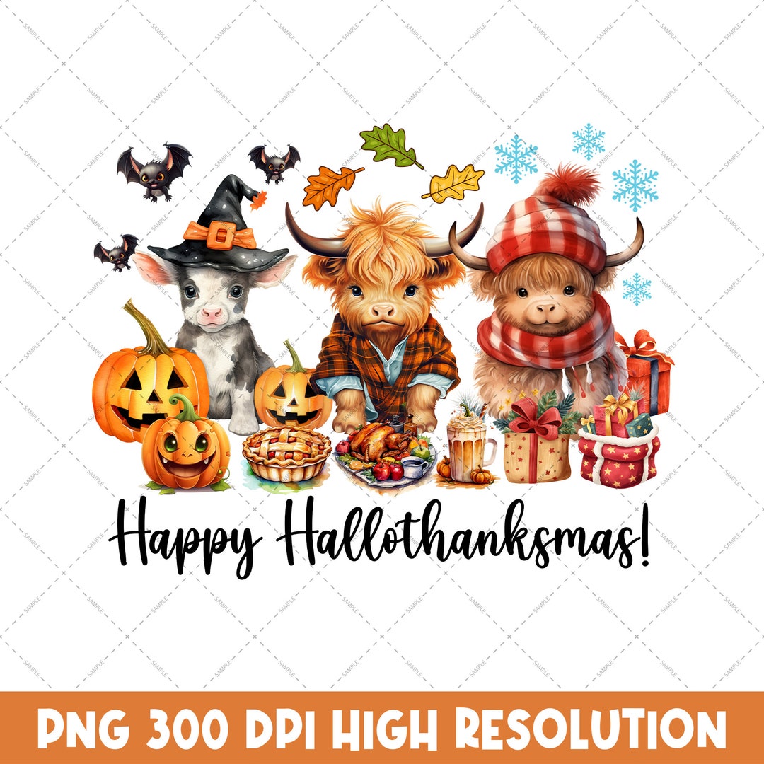 Happy Hallothanksmas PNG, Halloween PNG, Christmas PNG, Thanksgiving ...