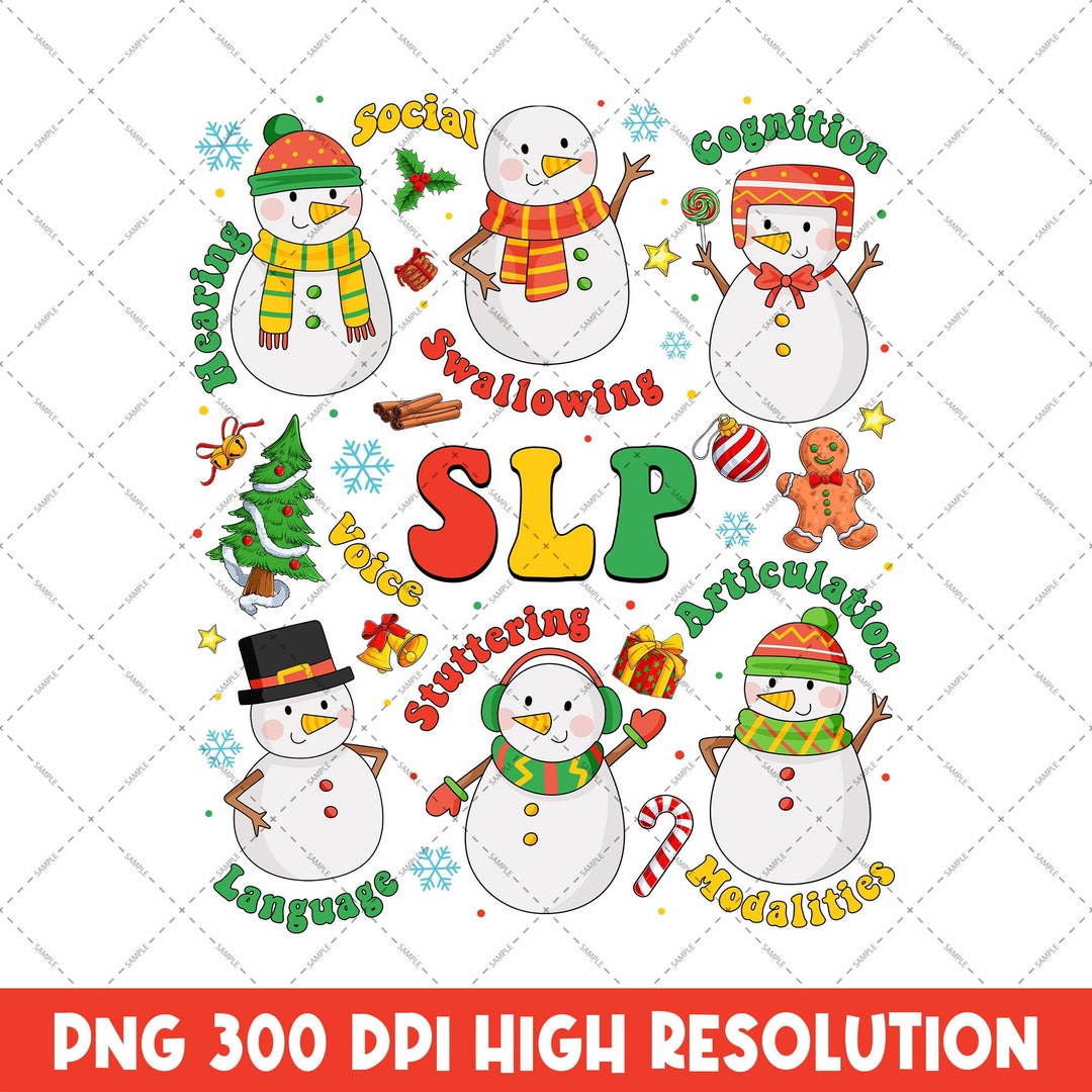 Retro Cute Snowman SLP Christmas PNG Merry Speechmas Speech - Etsy