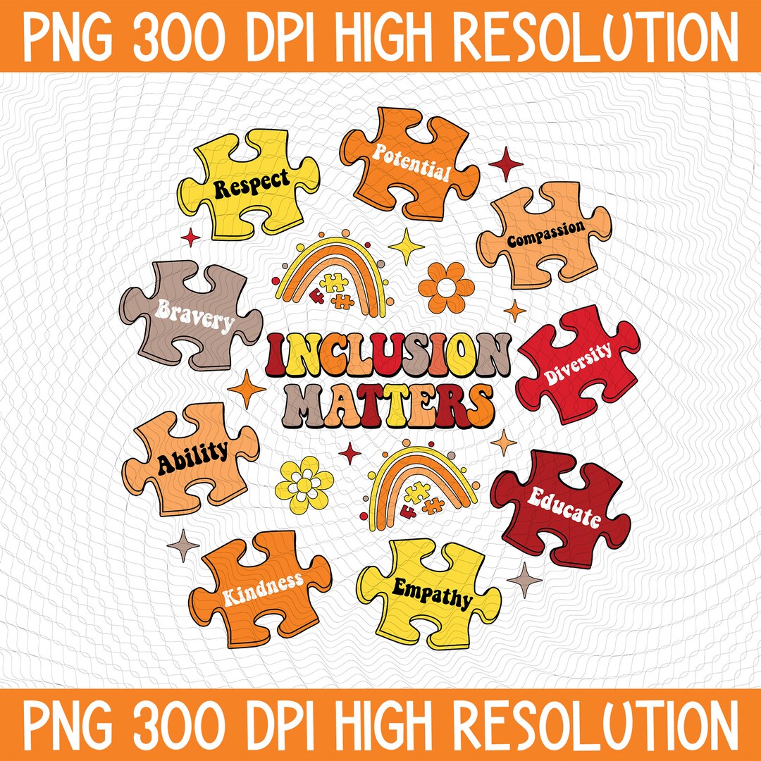 Inclusion Matters PNG, Groovy Autism Mom PNG, Puzzle Rainbow Autism ...