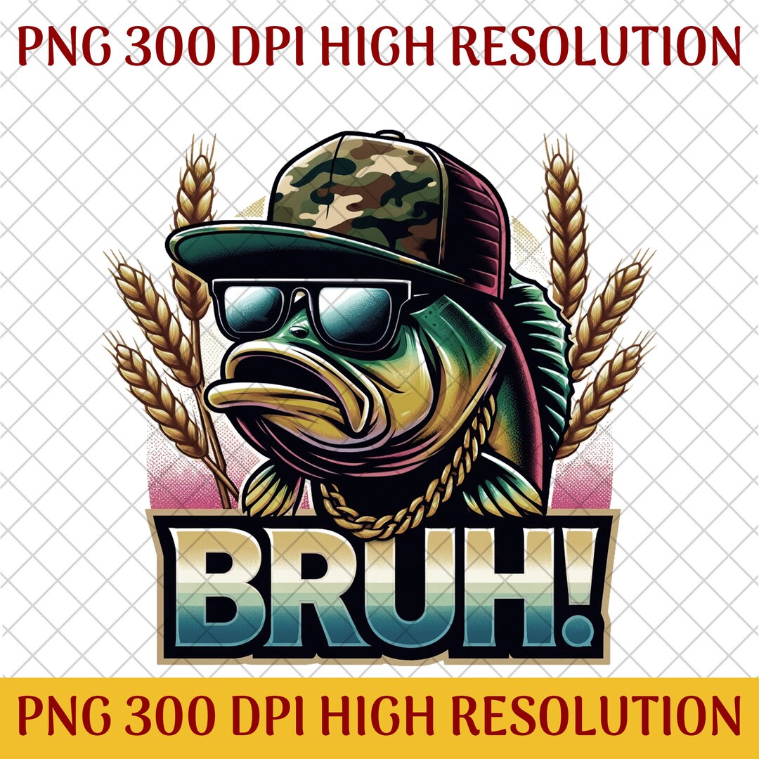 Bass Fishing PNG, Fish in Backward Cap Digital Download, Funny Fishing ...