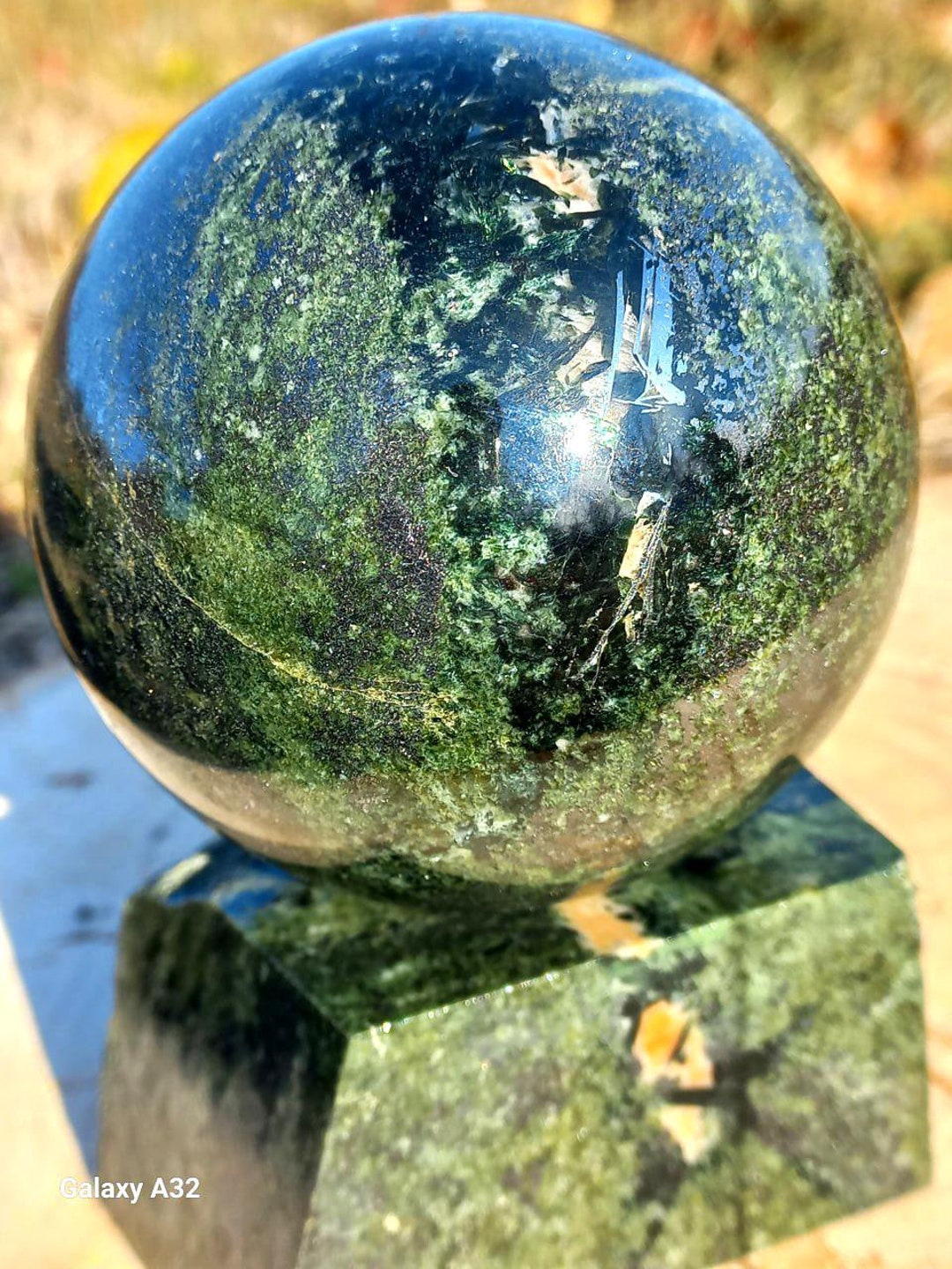 Polished Actinolite Sphere on Stand – Natural Beauty From Ukraine - Etsy