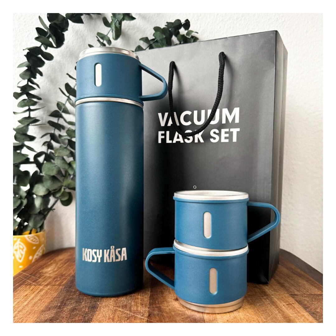 Stainless Steel Vacuum Thermos Flask Set With 2 Additional Cups 500 Ml ...