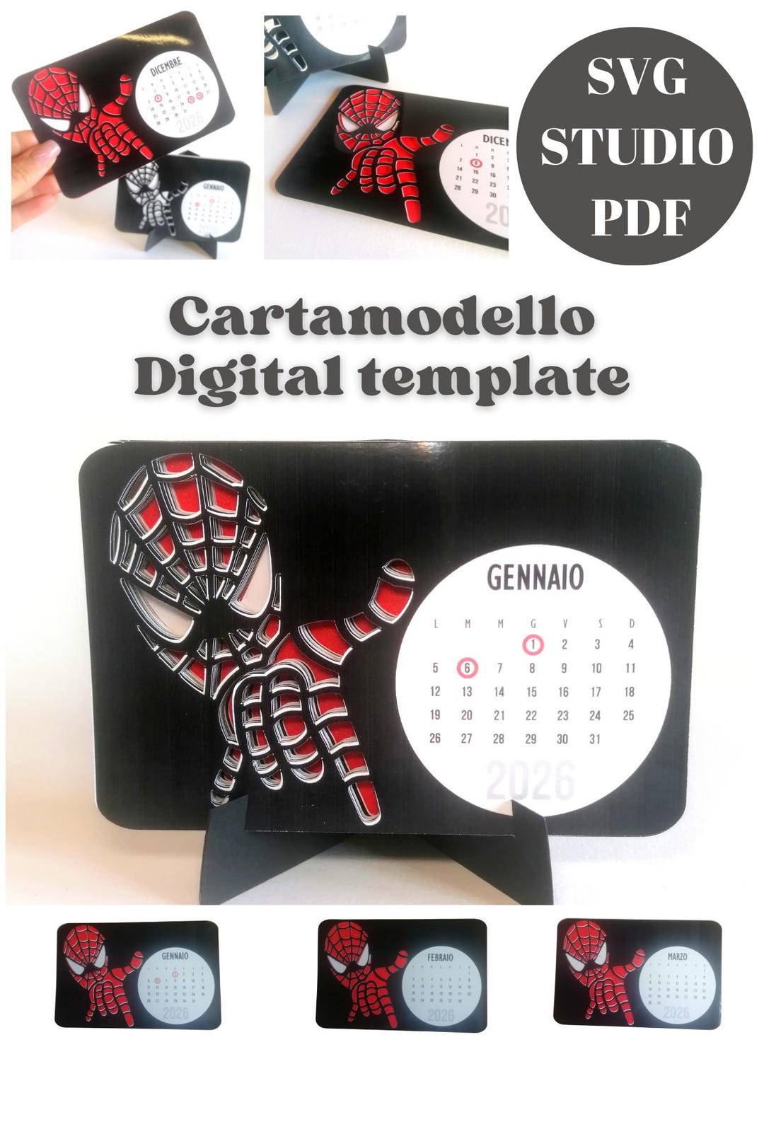 Spiderman 2026 Digital Calendar, Printable and DIY Calendar, Spiderman ...