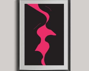 Couple kissing art | Etsy