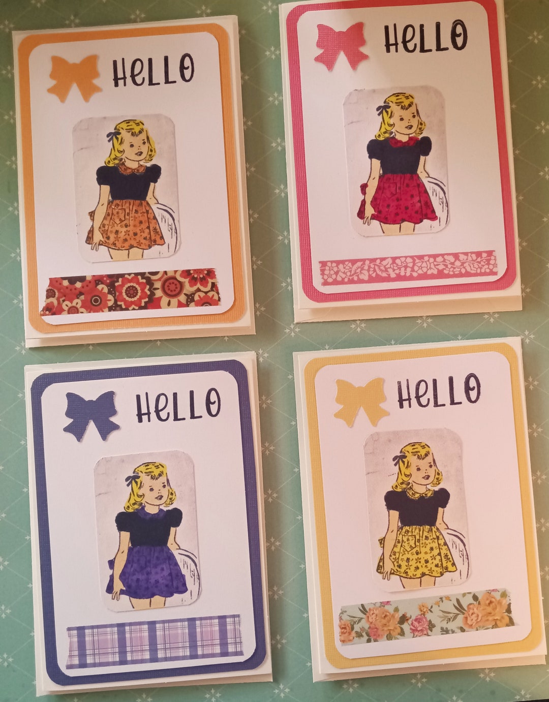 4 Note Cards. Blank Inside. Happy Mail Supplies. Retro Notebook Cards ...