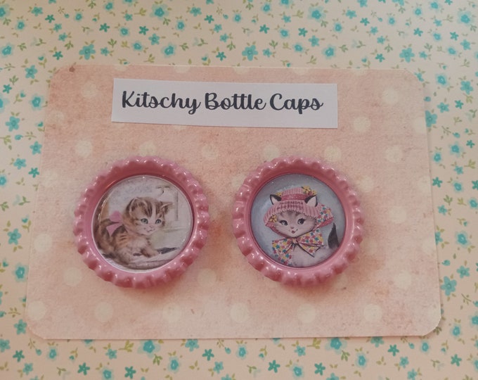 2 Bottle Caps. Retro Kitschy Bottle Caps. Epoxy Sealed. Set of 2 Bottle ...